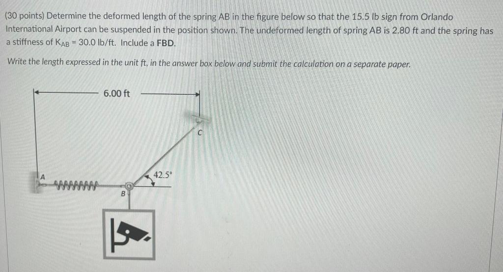 Solved (30 points) Determine the deformed length of the | Chegg.com