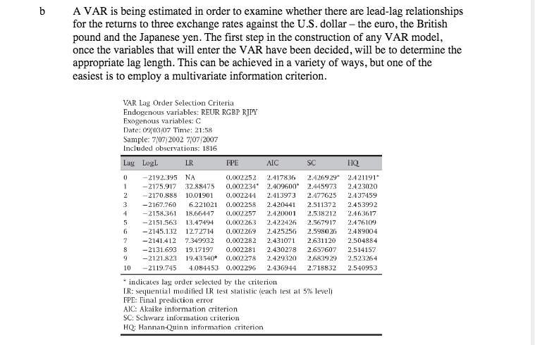a Consider the following vector autoregressive model | Chegg.com
