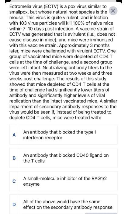 Solved Ectromelia virus (ECTV) is a pox virus similar to | Chegg.com