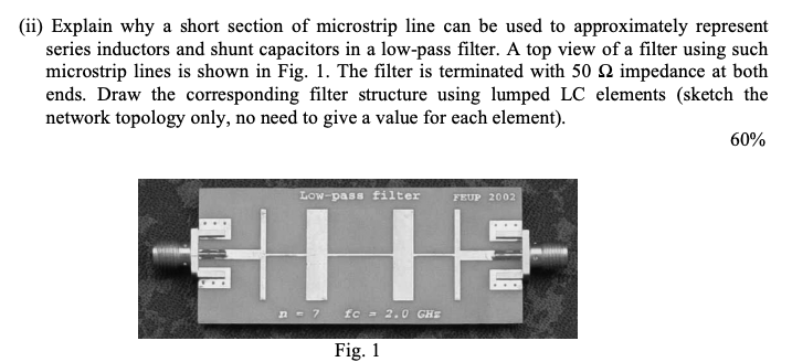 (ii) Explain why a short section of microstrip line | Chegg.com