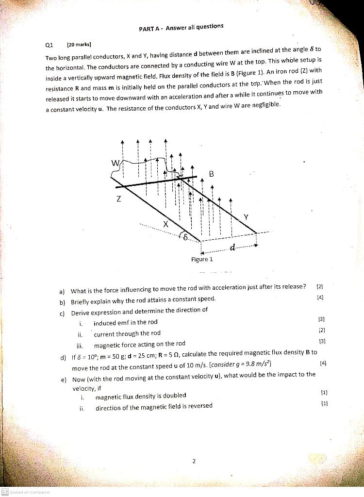 Solved Q1 [20 marks] Two long parallel conductors, X and Y, | Chegg.com