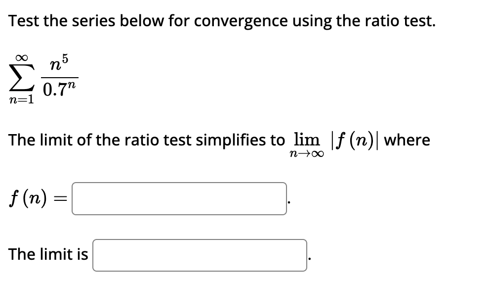 Solved Test the series below for convergence using the ratio | Chegg.com