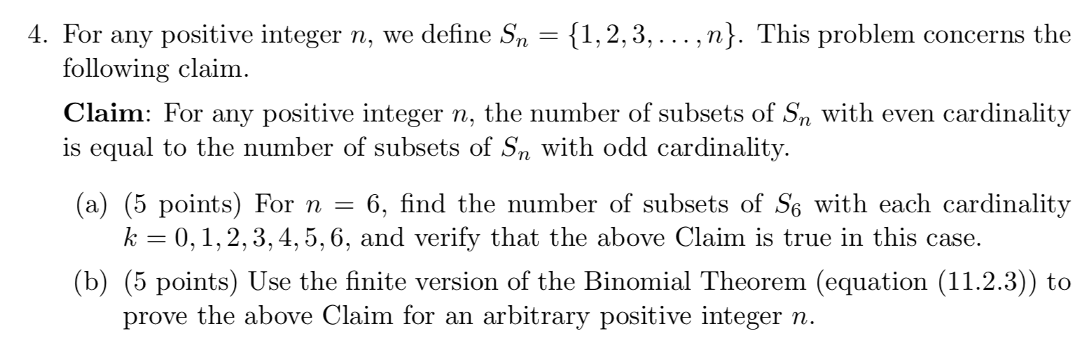 4. For any positive integer n, we define Sn = {1, 2, | Chegg.com