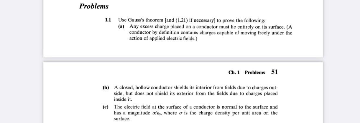 Solved Problems 1.1 Use Gauss's theorem (and (1.21) if | Chegg.com