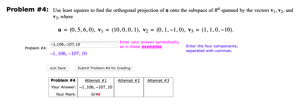 Solved Problem #4: Use least squares to find the orthogonal | Chegg.com