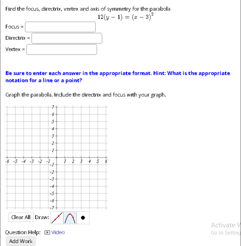 Solved Find the focus, directrix, vertex and axis of | Chegg.com