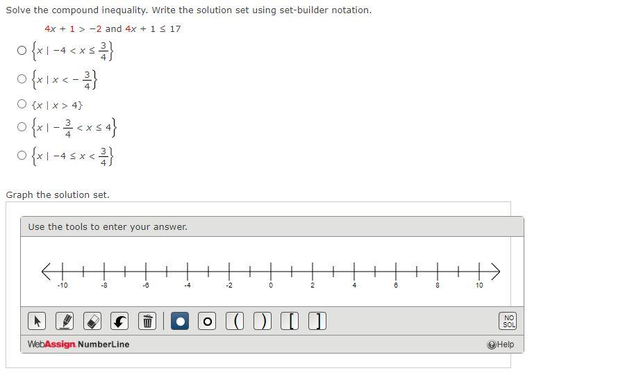 Solve the compound inequality. Write the solution set | Chegg.com