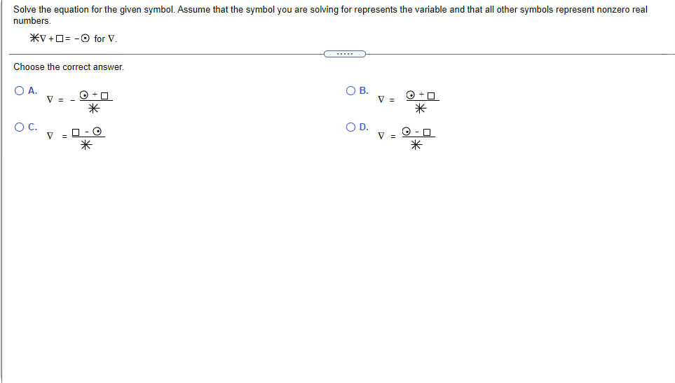 Solved Solve the equation for the given symbol. Assume that | Chegg.com