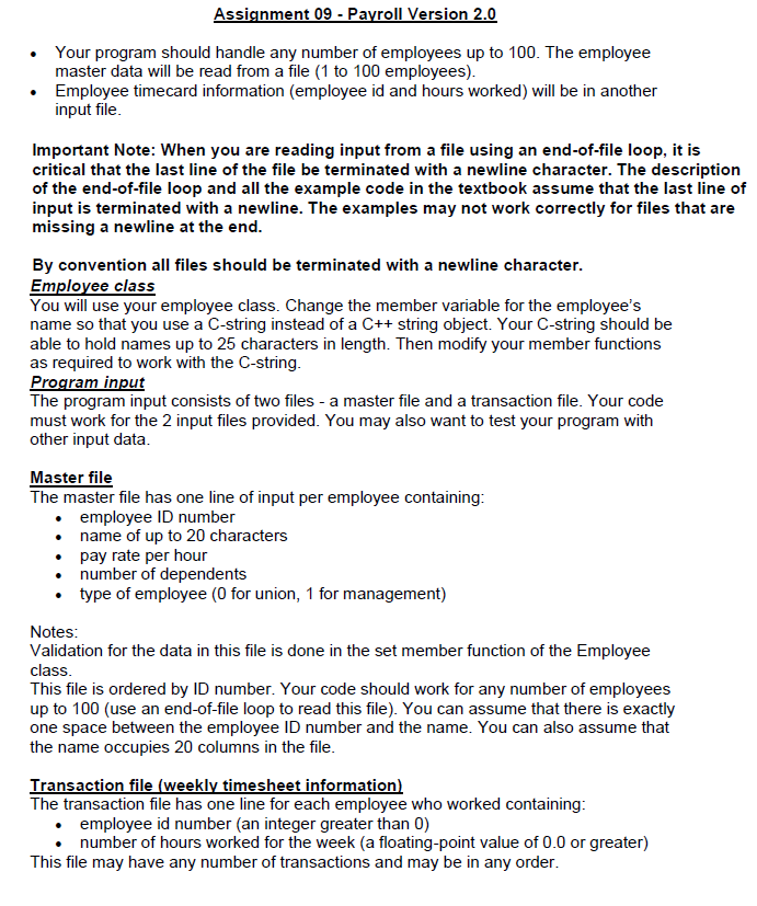 Solved Assignment 09 - Payroll Version 2.0 - Your program | Chegg.com