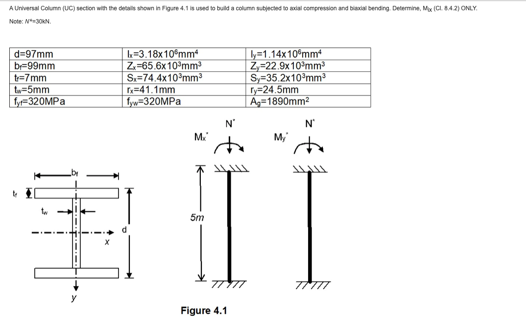 Solved A Universal Column (UC) section with the details | Chegg.com