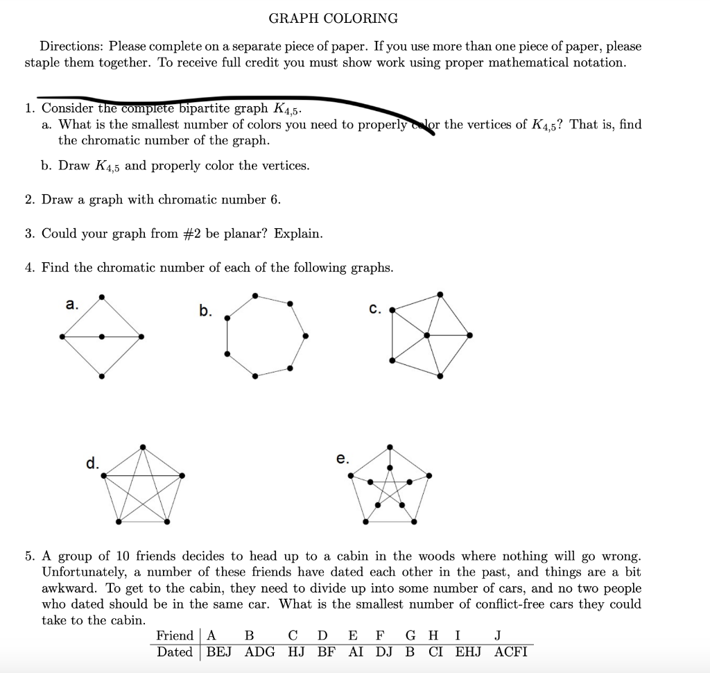 Solved GRAPH COLORING Directions: Please complete on a | Chegg.com