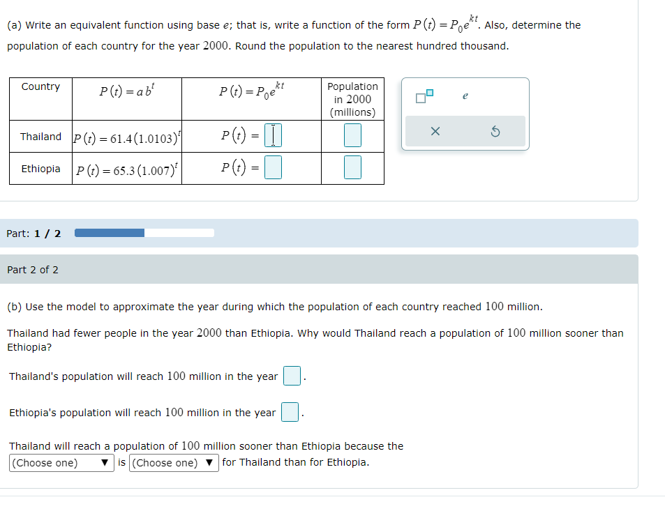 Solved (a) Write an equivalent function using base e; that | Chegg.com