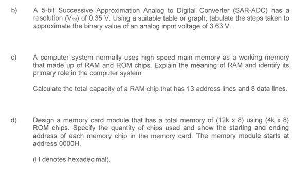 Solved b) A 5-bit Successive Approximation Analog to Digital | Chegg.com