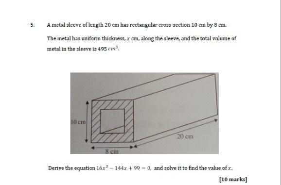 Solved 5. A metal sleeve of length 20 cm has rectangular | Chegg.com
