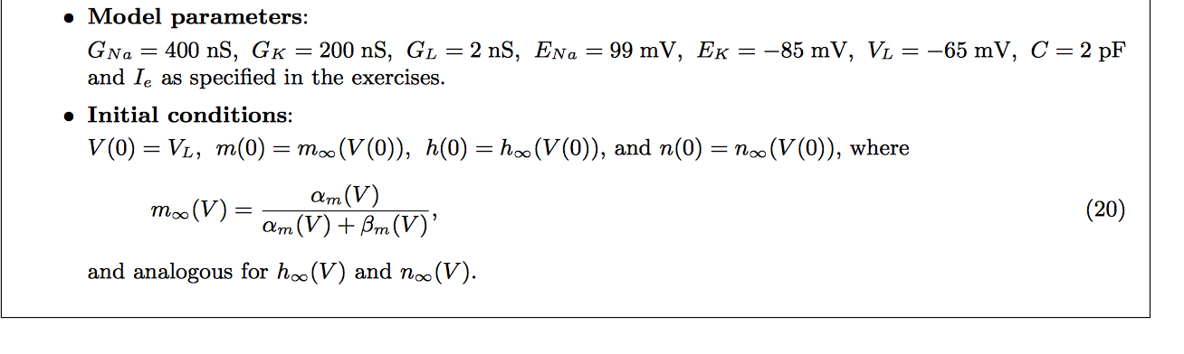 Box 1: THE HODGKIN-HUXLEY MODEL • Main equations: Cox | Chegg.com
