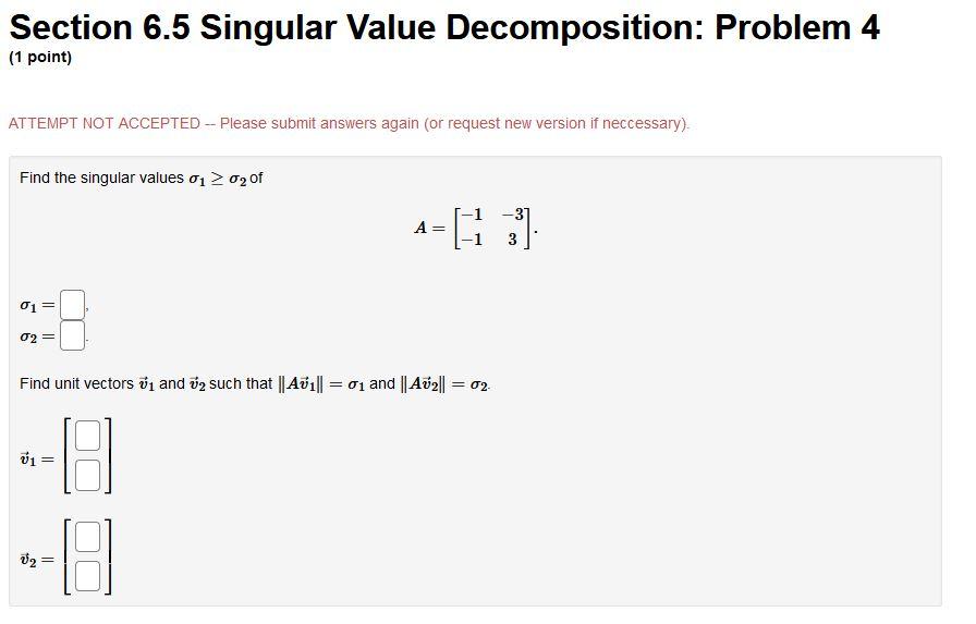 Solved Section 6 5 Singular Value Decomposition Problem 4