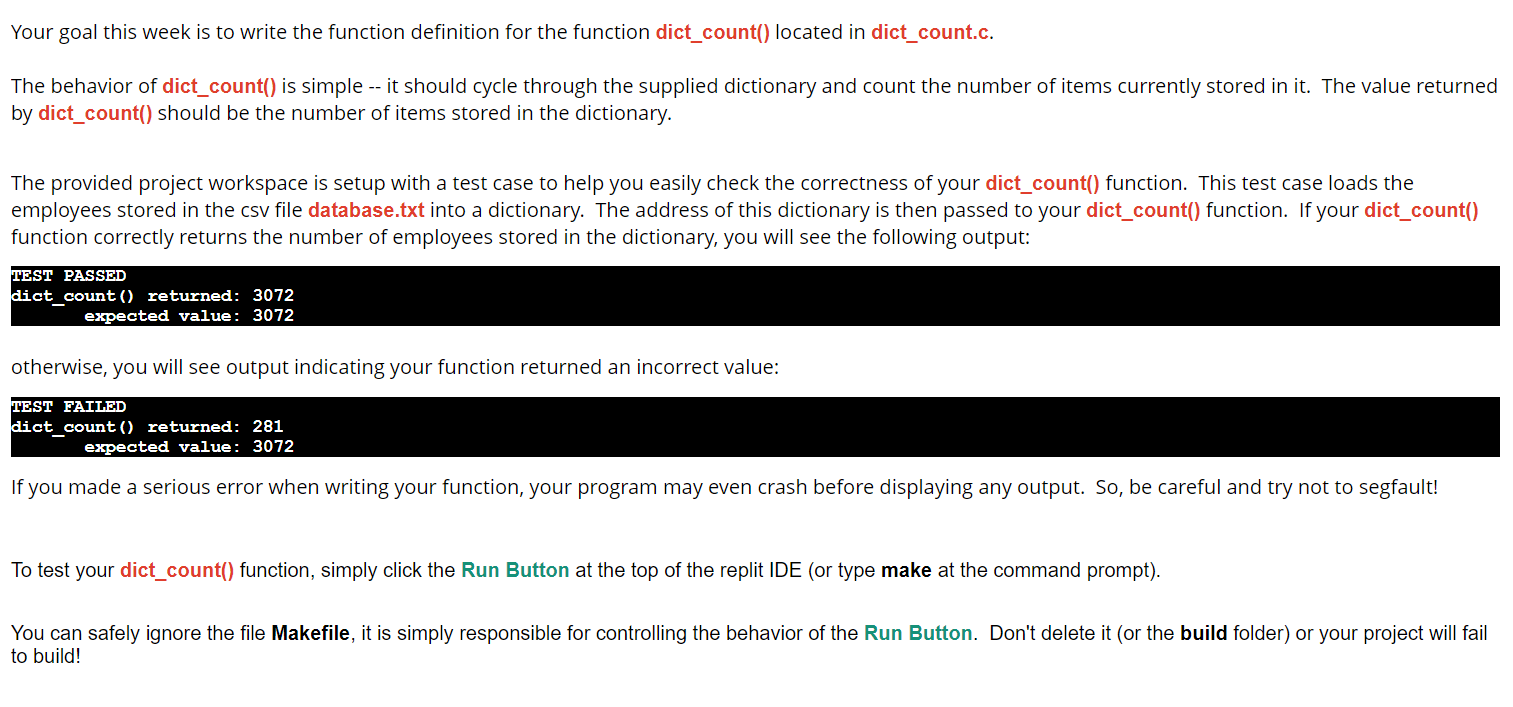 Your goal this week is to write the function | Chegg.com