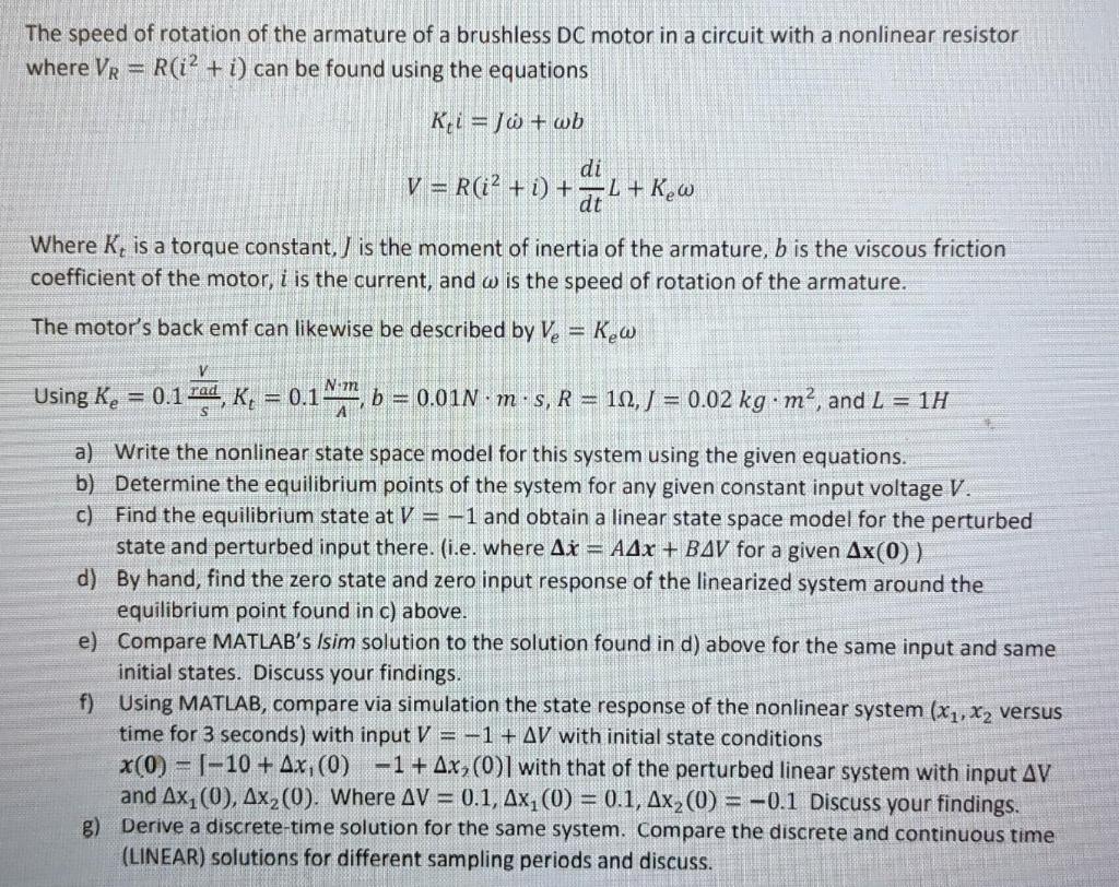 Solved The speed of rotation of the armature of a brushless | Chegg.com
