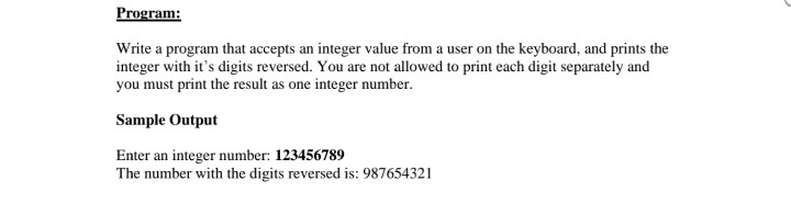 Solved Program: Write a program that accepts an integer | Chegg.com
