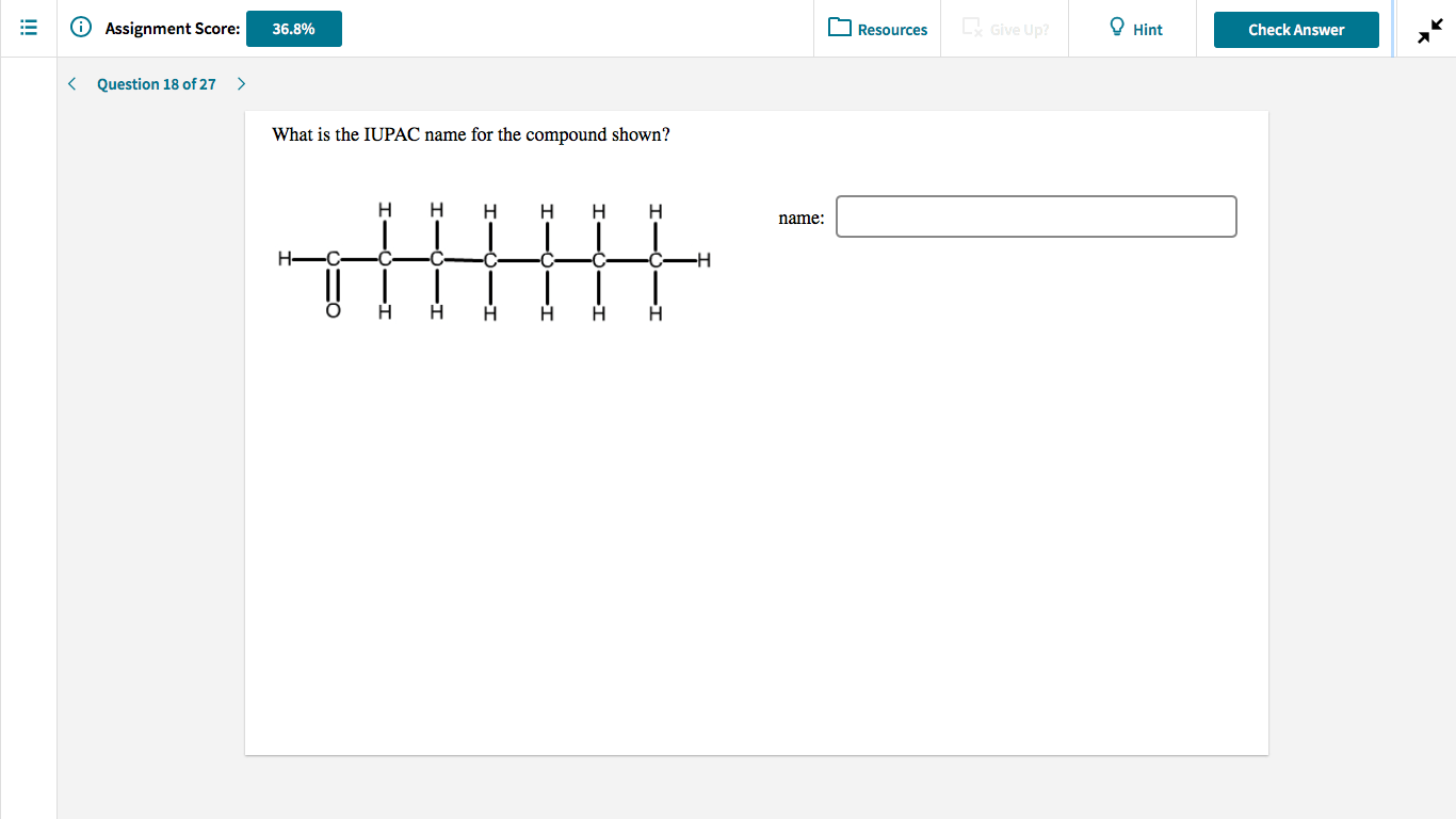 Solved iii 0 Assignment Score: 36.8% Resources Give Up Hint | Chegg.com
