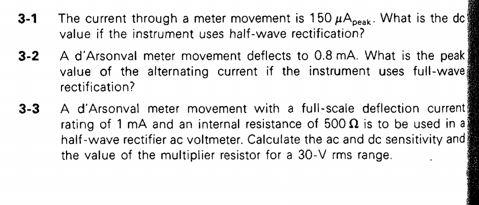 Solved The current through a meter movement is 150 uApeak. | Chegg.com