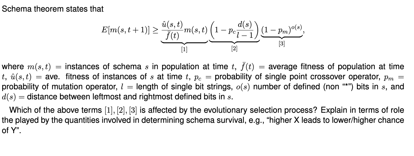 Solved Schema theorem states that û(s, t) m(s,t)(1- E[m(s, | Chegg.com