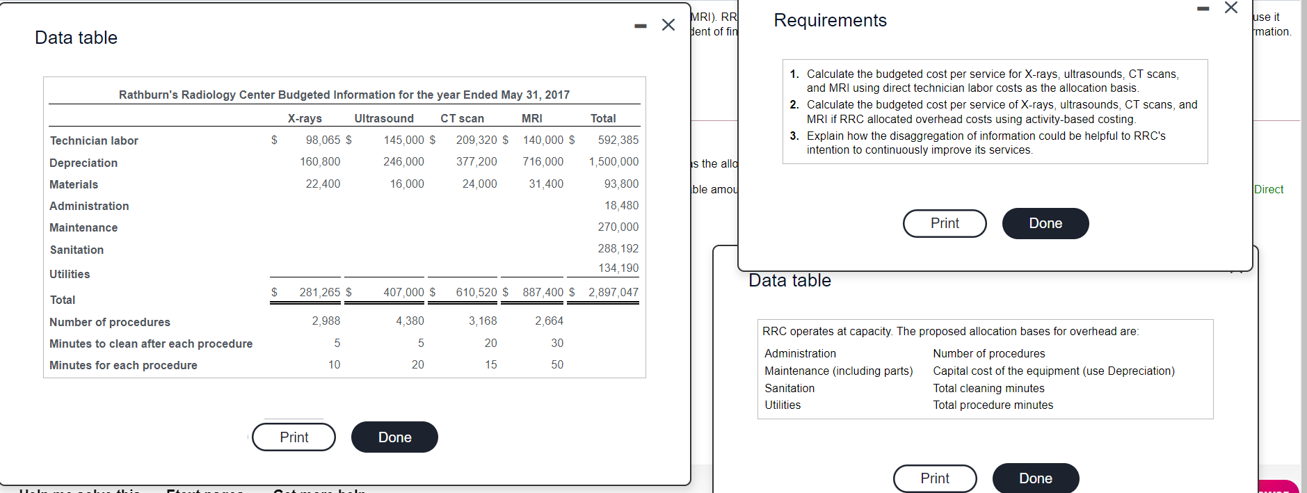 Solved 6. Rathburn's Radiology Center (RRC) performs X-rays, | Chegg.com