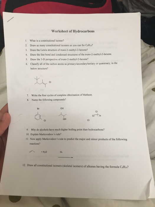 Solved Worksheet of Hydrocarbons 1. What is a constitutional | Chegg.com