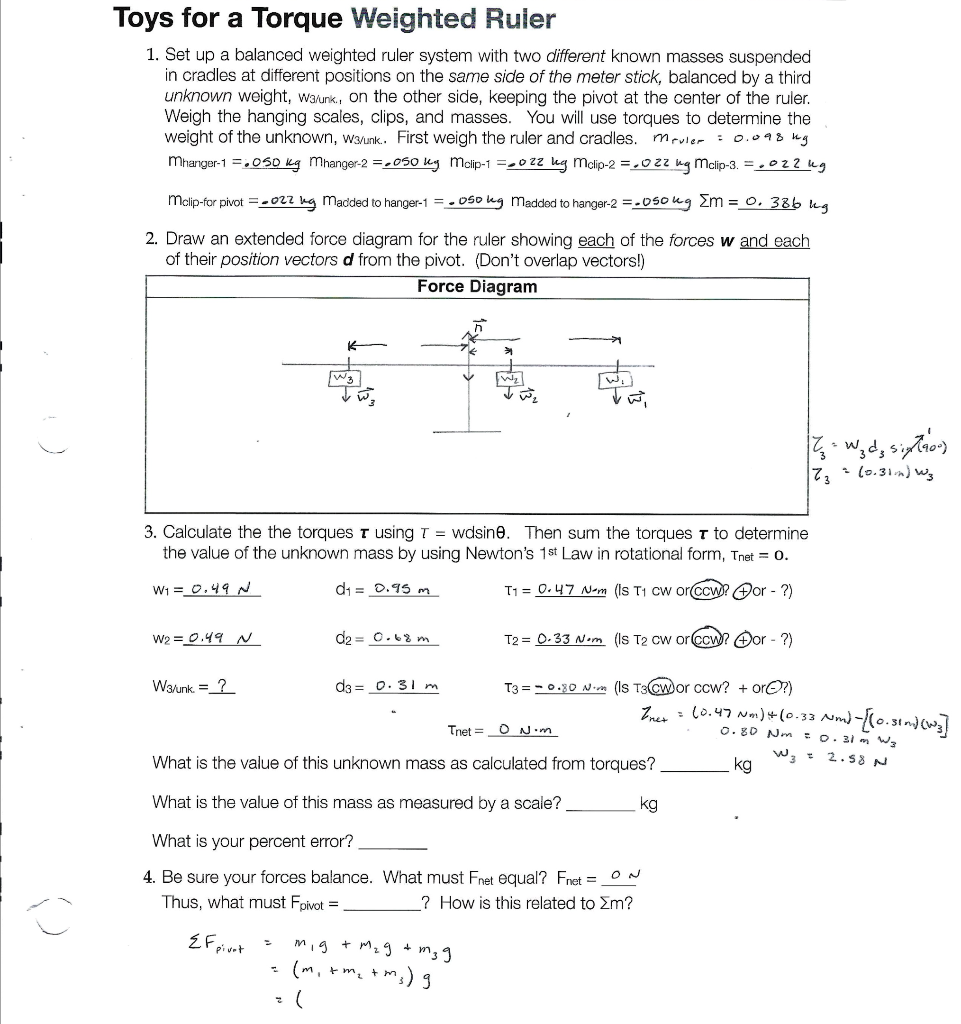 I need help on #3 and #4 for 'Toys for a Torque | Chegg.com