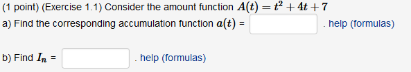 Solved (1 point) (Exercise 1.1) Consider the amount function | Chegg.com