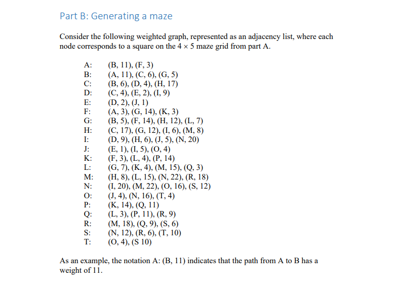Solved Part A Traversing A Maze Consider The Following