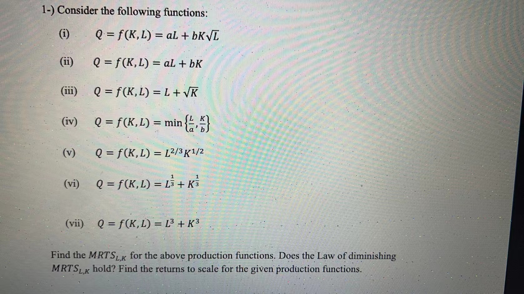 Solved 1-) Consider the following functions: (i) | Chegg.com