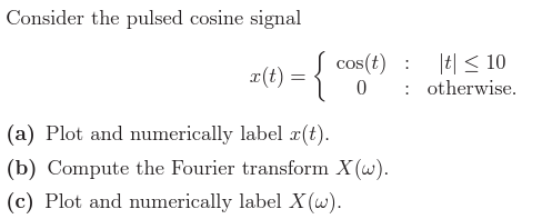 Solved Consider the pulsed cosine signal | Chegg.com
