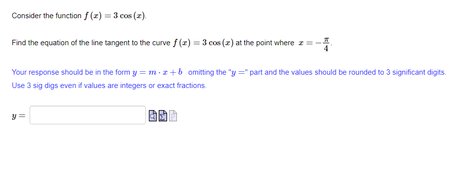 Solved Consider the function f(x)=3cos(x). Find the equation | Chegg.com