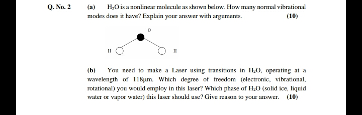 Solved H2O is a nonlinear molecule as shown below. How many | Chegg.com