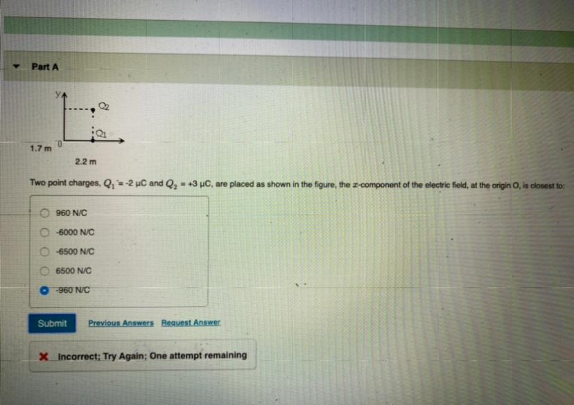Solved Two point charges, Q1Q1 = -2 μC and Q2Q2 = +3 μC, are | Chegg.com