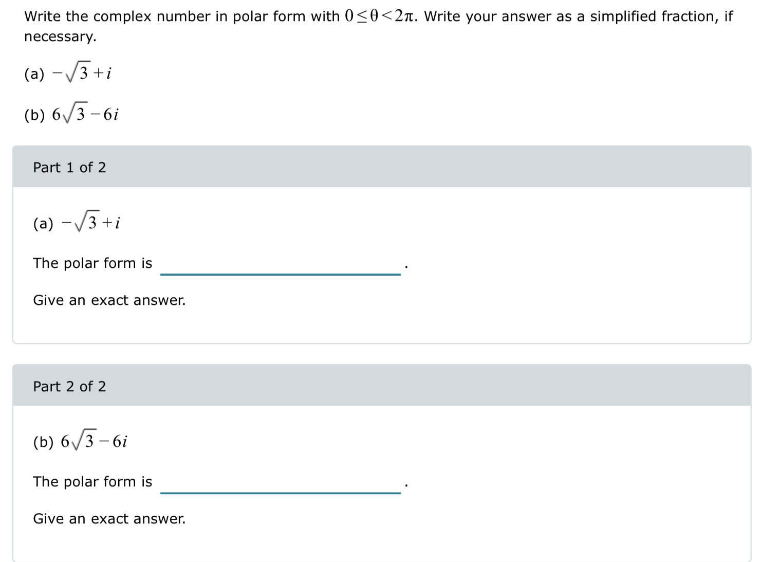 Solved Write the complex number in polar form with 0≤θ