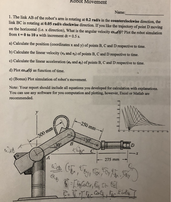 Solved Robot Movement Name: 1·The link AB of the robot's arm | Chegg.com
