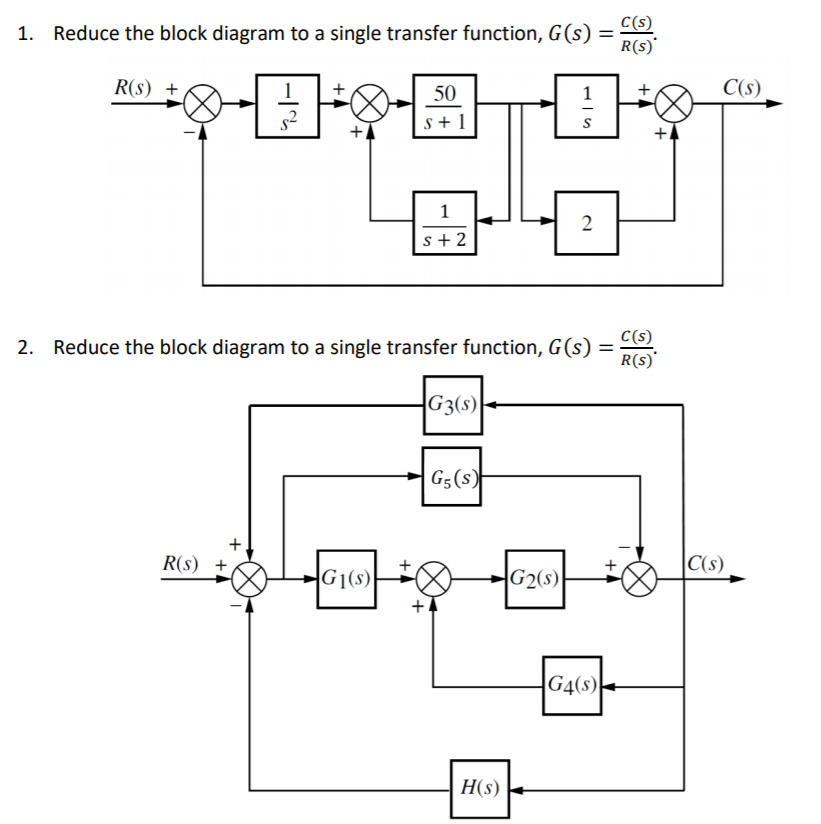 Solved C(s) R(S) 1. Reduce the block diagram to a single | Chegg.com
