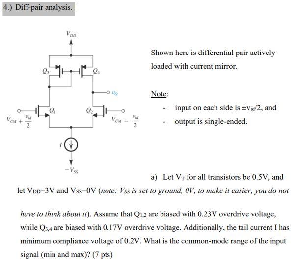 Solved 4.) Diff-pair analysis. VOD Shown here is | Chegg.com