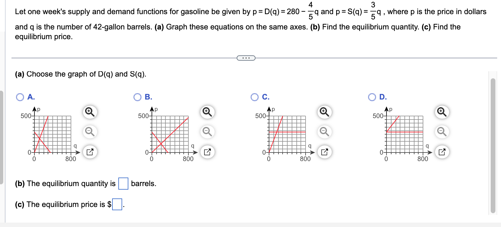 Solved Let one week's supply and demand functions for | Chegg.com
