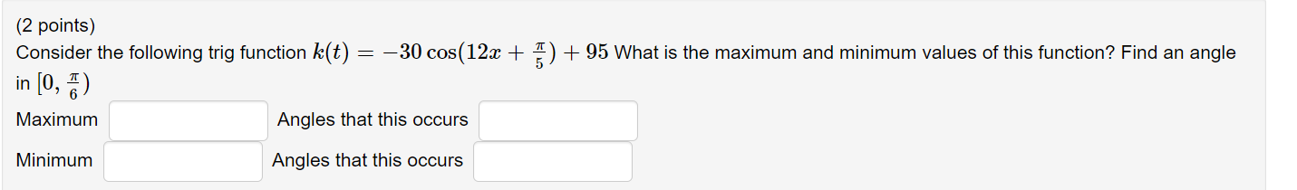 Solved (2 points) Consider the following trig function | Chegg.com