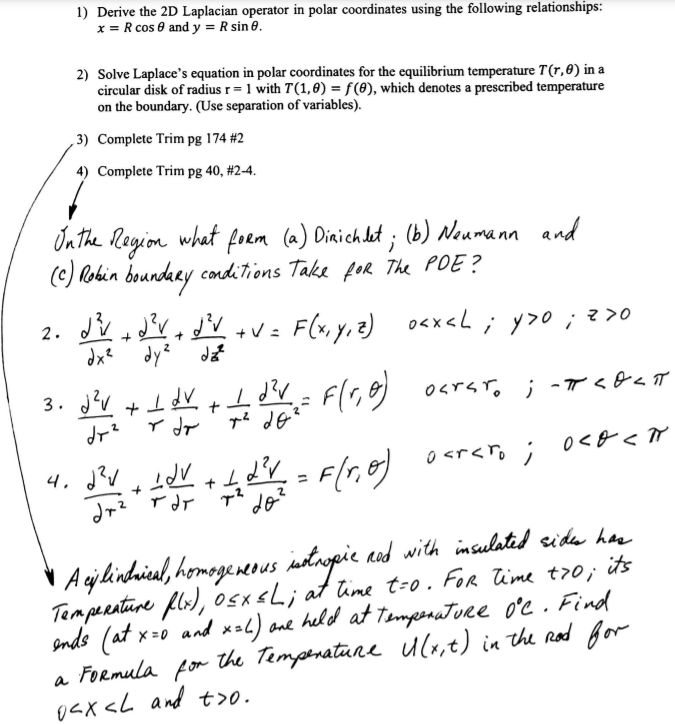 Solved 1) Derive the 2D Laplacian operator in polar | Chegg.com