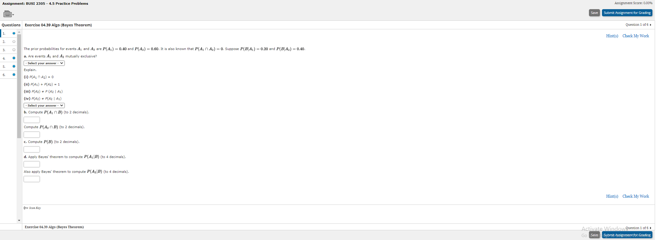 Assignment: BUSI 2305 - 4.5 Practice Problems | Chegg.com