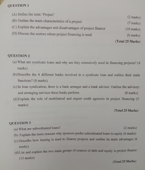 Solved QUESTION 1(A) ﻿Define the term 'Project'(B) ﻿Outline | Chegg.com