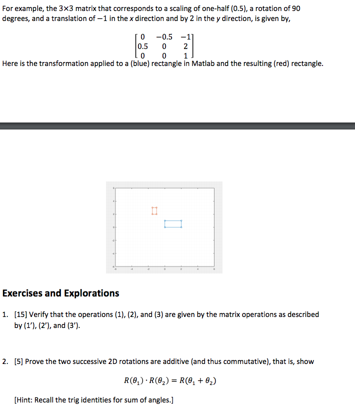 Solved For example, the 3x3 matrix that corresponds to a | Chegg.com