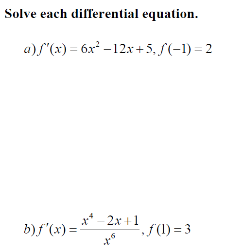 Solved Solve each differential equation. a) | Chegg.com