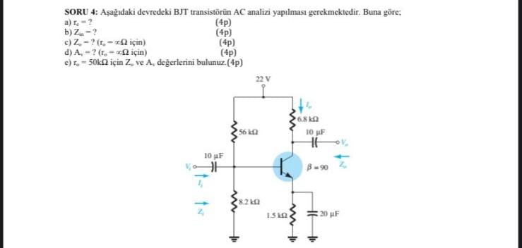 Solved "The AC analysis of the BJT transistor in the circuit | Chegg.com