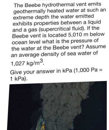 Solved The Beebe hydrothermal vent emits geothermally heated | Chegg.com