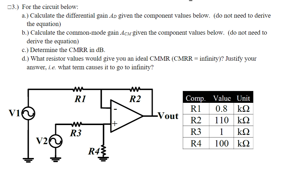 Solved 03.) For the circuit below: a.) Calculate the | Chegg.com
